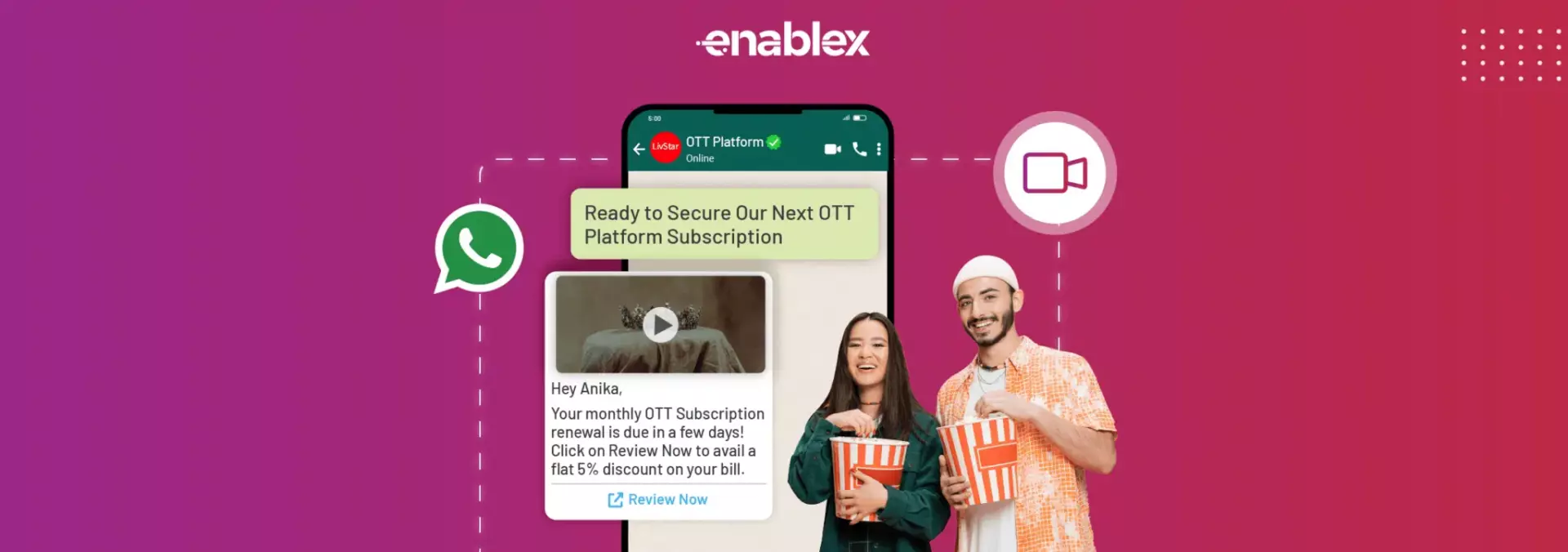 Video API and WhatsApp Business API for Entertainment Industry